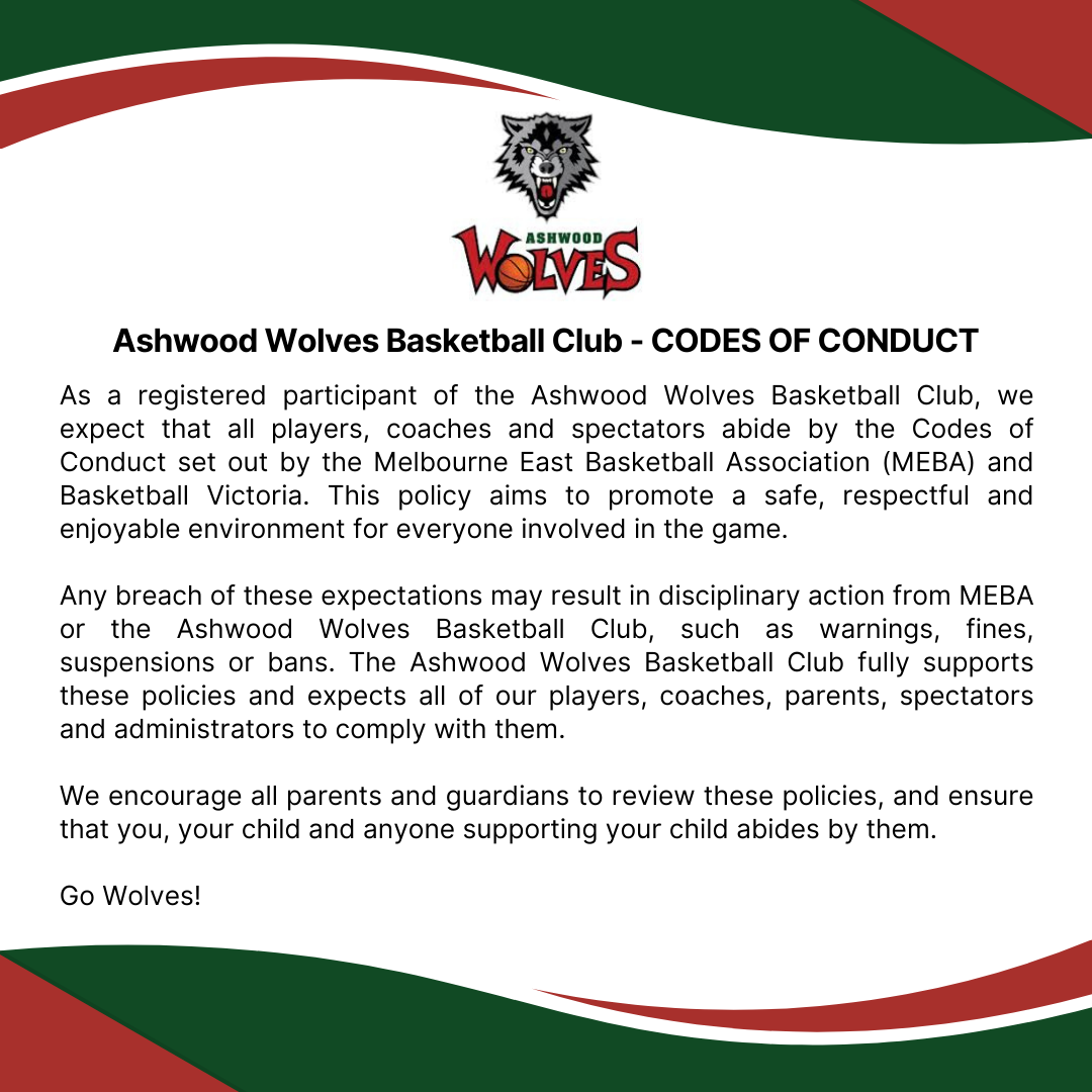 Code of Conduct - Ashwood Wolves Basketball Club